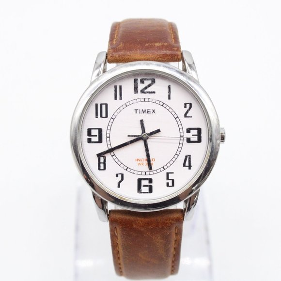 Timex | Accessories | Vintage Timex Indiglo Watch Mens Silver Tone ...